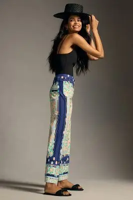 Maeve Maeve Colette High-Rise Wide-Leg Pants Beige