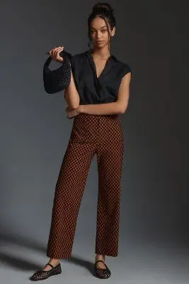 Maeve Maeve Colette High-Rise Wide-Leg Pants Brown