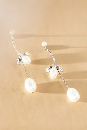 Anthropologie Anthropologie Pearl Blooms Drop Earrings Silver