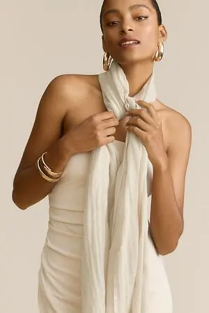 Bhldn Rue Semi-sheer Raw-edge Pashma Wrap - Beige
