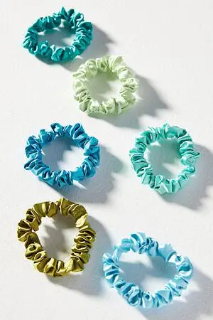 Anthropologie By Anthropologie Satin Hair Ties Set Of 6 Green