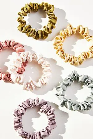 Anthropologie By Anthropologie Satin Hair Ties Set Of 6 Pink Pattern