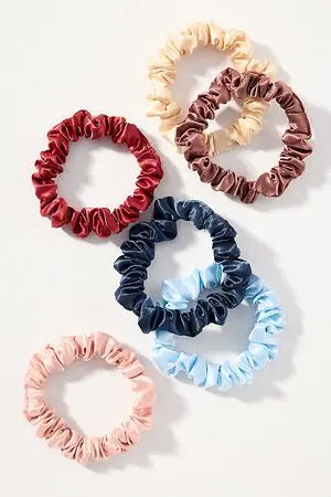 Anthropologie By Anthropologie Satin Hair Ties Set Of 6 Red/blue/brown