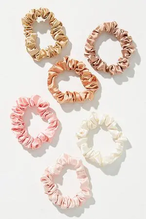 Anthropologie Satin Hair Ties Set Of 6 - Rose