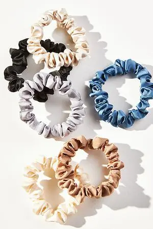 Anthropologie By Anthropologie Satin Hair Ties Set Of 6 Sky
