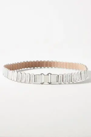 Anthropologie Tabitha Stretch Leather Belt - Silver