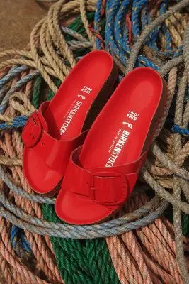 BIRKENSTOCK Birkenstock Madrid Big Buckle High Shine Sandals Red