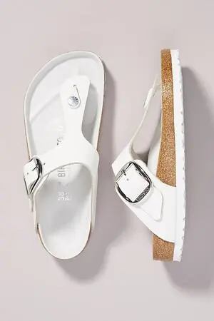 BIRKENSTOCK Gizeh Big Buckle Smooth Leather Sandals - White