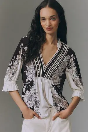 BL-NK Stephanie Top - Ivory Pattern