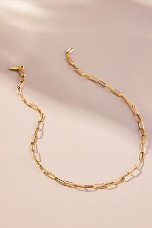 Anthropologie Delicate Paperclip Chain Necklace - Gold