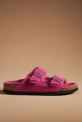 BIRKENSTOCK Arizona Shearling-Lined Sandals Pink