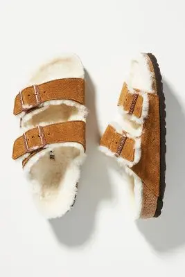 BIRKENSTOCK Arizona Shearling-Lined Sandals Yellow