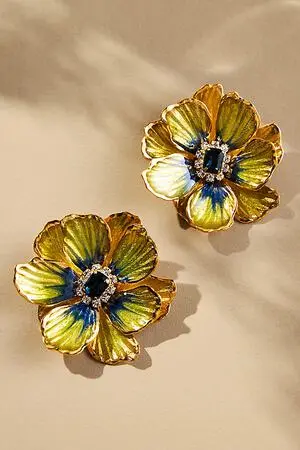 THE PINK REEF Handpainted Earrings Dark Yellow