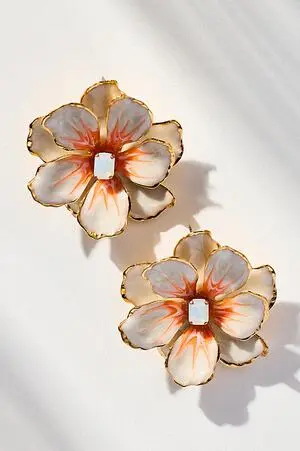 THE PINK REEF Handpainted Earrings Ivory