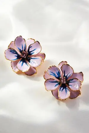 THE PINK REEF Handpainted Earrings Lavender