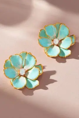 THE PINK REEF Handpainted Earrings Mint