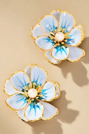THE PINK REEF Handpainted Earrings Pale Iris