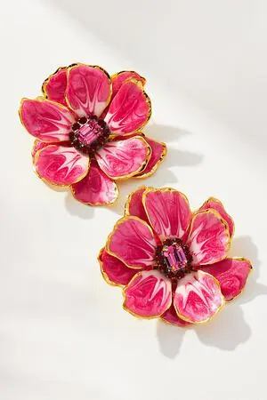 THE PINK REEF Handpainted Earrings Pink Pattern