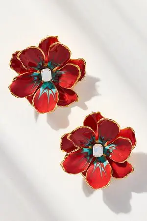 THE PINK REEF Handpainted Earrings Red