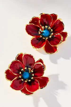 THE PINK REEF Handpainted Earrings Ruby