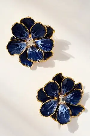 THE PINK REEF Handpainted Earrings Sapphire