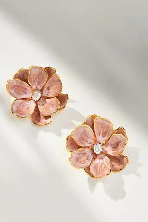 THE PINK REEF Handpainted Earrings Tulip Pink