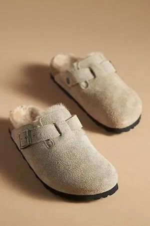 BIRKENSTOCK Boston Clogs - Taupe Suede/sandcastle Sh