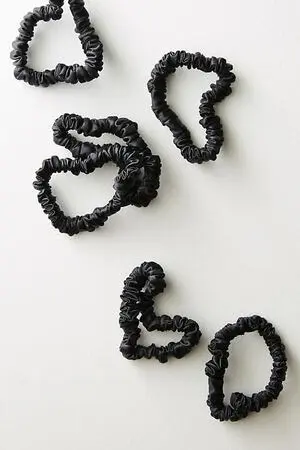 Slip Slip Silk Skinny Scrunchies, Set Of 6 Black