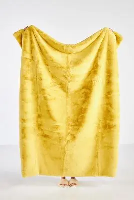 Anthropologie Sophie Faux Fur Throw Blanket