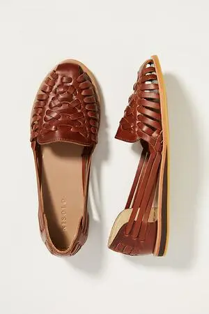 Anthropologie Nisolo Woven Leather Sandals Brown