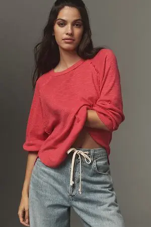 PILCRO Ruffled Raglan Thermal Top