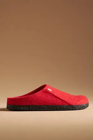 BIRKENSTOCK Zermatt Wool Felt Shearling Clogs Active Red