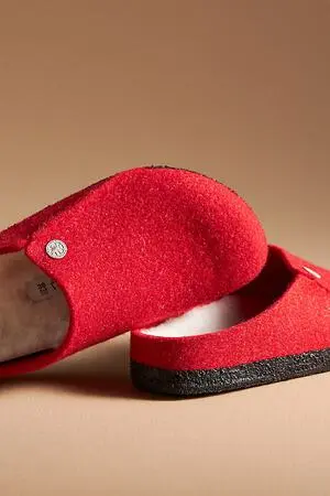 BIRKENSTOCK Zermatt Wool Felt Shearling Clogs - Active Red