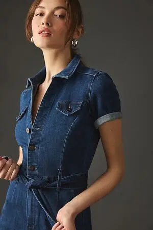 Paige Anessa Denim Jumpsuit With Belt - Jilena
