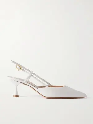 GIANVITO ROSSI Ascent 55 Leather Slingback Pumps - White
