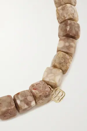 SYDNEY EVAN 14-karat Gold, Jasper And Diamond Starburst Bracelet
