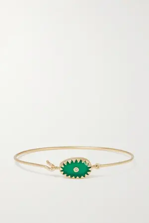 Pascale Monvoisin Orso Onyx And Diamond Bangle - Green