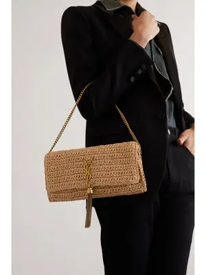 Saint Laurent Kate Raffia Baguette