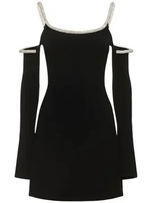 Mach & Mach MACH & MACH Embellished Viscose Blend Mini Dress - Black