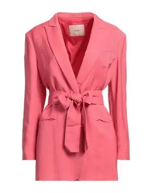 TWINSET Belted Single-breasted Blazer - Coral