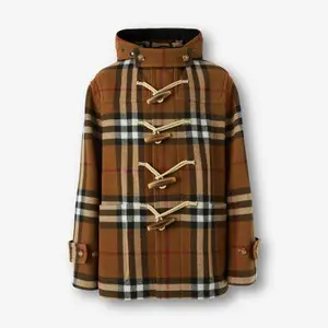Burberry Check Technical Wool Oversized Duffle Coat
