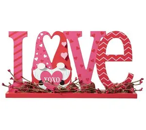 GLITZHOME 14.25' Valentine's Love Wooden Gnome Table Decor - One-color