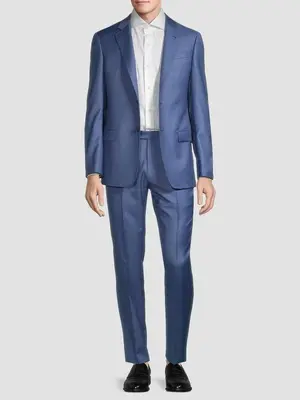 Emporio Armani Solid Virgin Wool Suit - Blue