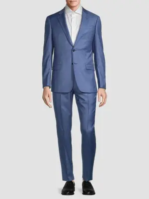 Emporio Armani Solid Virgin Wool Suit - Blue