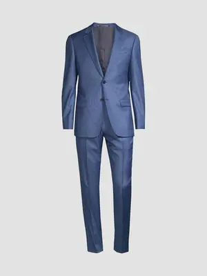 Emporio Armani Solid Virgin Wool Suit - Blue