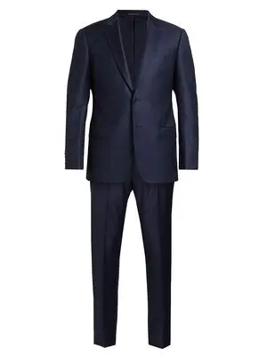 Emporio Armani Solid Virgin Wool Suit Solid Dark Blue