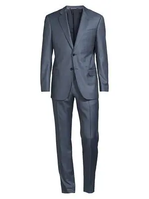 Emporio Armani Solid Virgin Wool Suit Solid Light Grey
