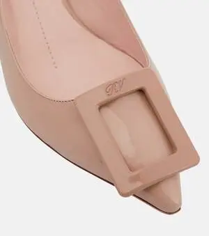 ROGER VIVIER Virgule Leather Slingback Pumps - Beige