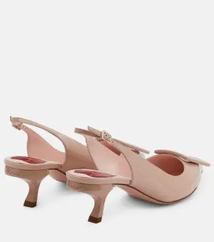 ROGER VIVIER Virgule Leather Slingback Pumps - Beige