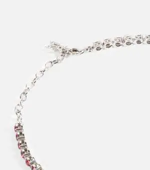 Amina Muaddi Embellished Tennis Anklet - Red